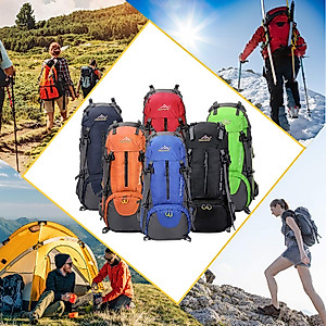 Taeku Hiking Backpack, 50L Waterproof Breathable Outdoor Daypack with Rain Cover for Climbing Camping Touring Trekking (Black)