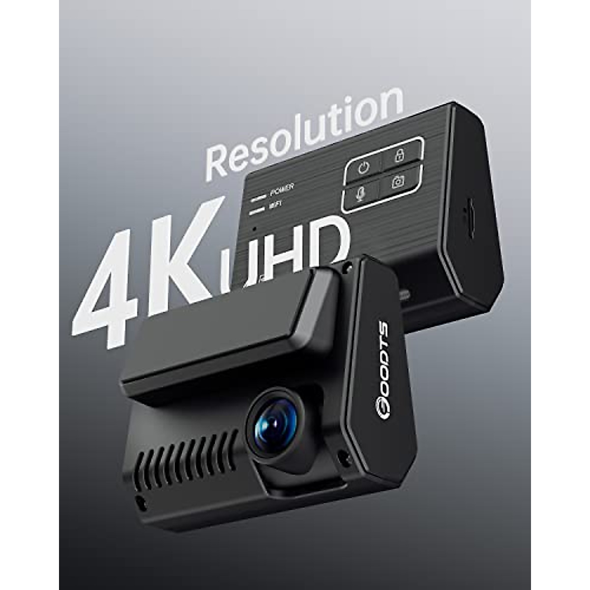 4K Dash Cam Front, GOODTS Car Camera 2160P with WiFi, Dash Camera for Cars with Dedicated Car Charger, Dashcam with App Control,G-Sensor,Parking Monitor,3M Bracket,No Screen,64GB SD Card
