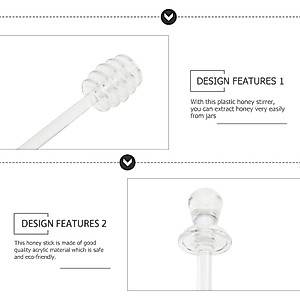 Cabilock 6 Pcs Honey Stick Dispenser Syrup Pourer Coffee Syrups Honey Syrup Ladle Spoon Drink Honey Dipper Spoons Honey Wand Coffee Stir Spoons Hand Mixer Mini Honeycomb Acrylic