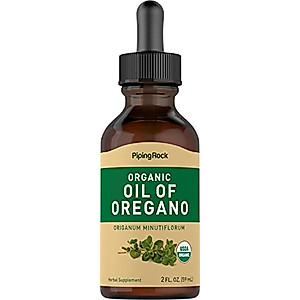 Piping Rock Oil of Oregano Organic Liquid Drops | 2 fl oz | with Extra Virgin Olive Oil | Herbal Extract Supplement | Non-GMO, Gluten Free