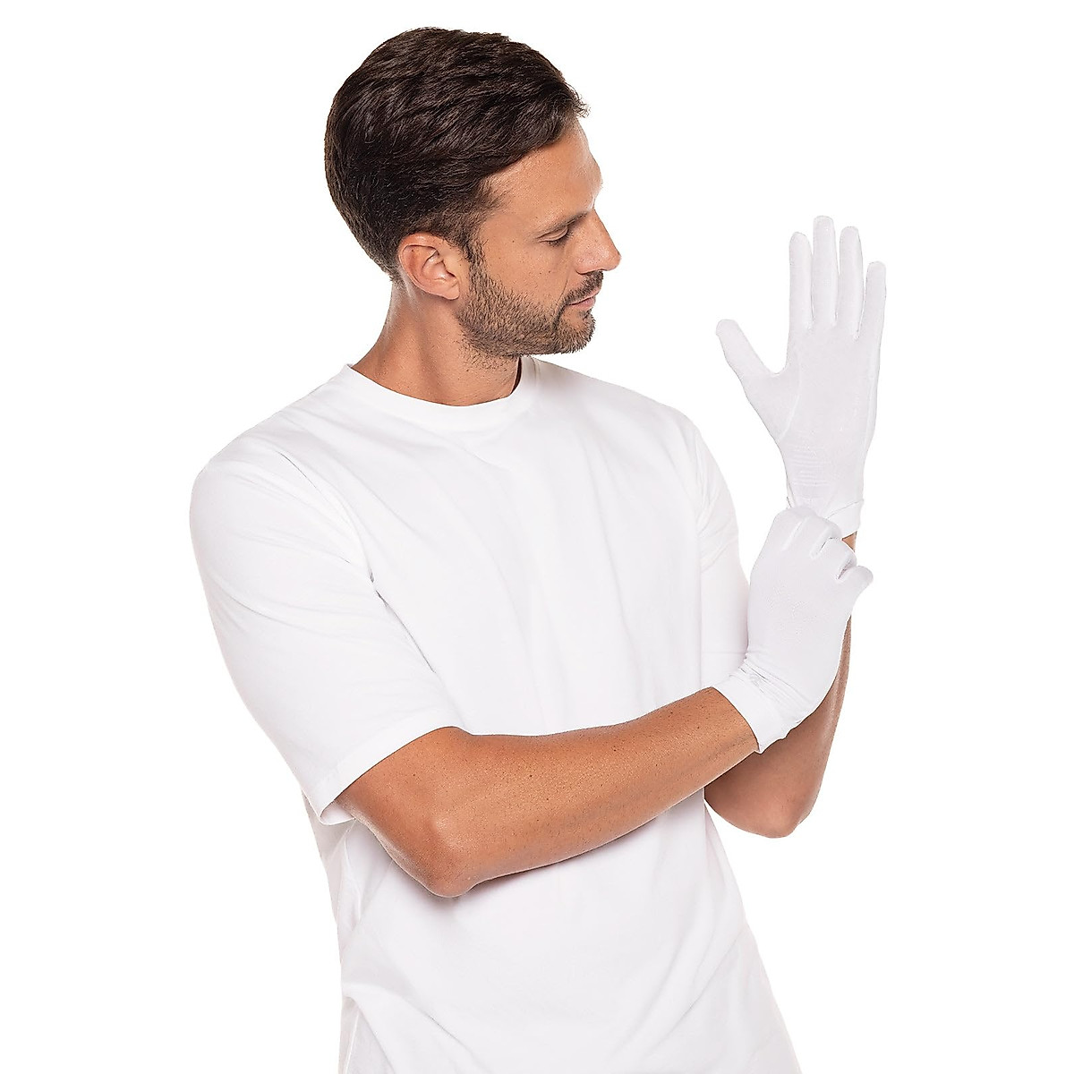 Coolibar UPF 50+ Unisex Sawyer UV Sun Gloves - Sun Protective (Medium- White)