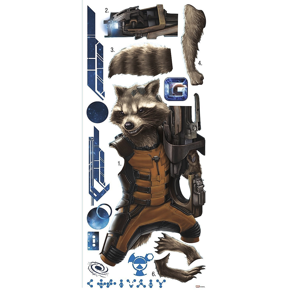 RoomMates Guardians of the Galaxy Raccoon Peel and Stick Giant Wall Decals