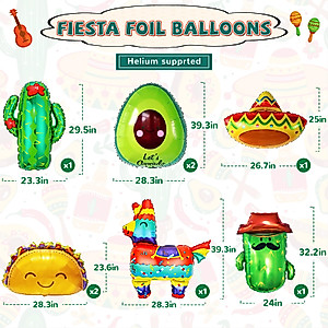 Big Taco Party Decorations Set, 24Pcs Fiesta Party Decorations, Taco Bout A Party Decorations with Mexican Balloons, Cactus, Taco, Avocado, Sombrero, Donkey Balloons for Cinco De Mayo