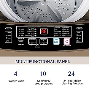 Full Automatic Washer with Drain Pump 17.7 lbs, Krib Bling Small Washing Machine with LED Display, Mini Washing Machine with 10 Washing Programs, Ideal for Dorm, Apartment, Camping, Gold