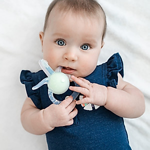 Joymax Baby Teething Toys, BPA-Free and CPSIA Certified Soft Freezable Rattle Molar Teether Toothbrush for Babies 0-6 Month - Food Grade Silicone - Dishwasher & Freezer Safe