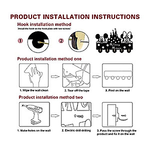 Mickey Mouse Disney Key Hooks,Door Hooks Self-Adhesive Key Holder for Wall Entryway, Kitchen,5 Hook Black Heavty Duty 6lb (Mickey Mouse)