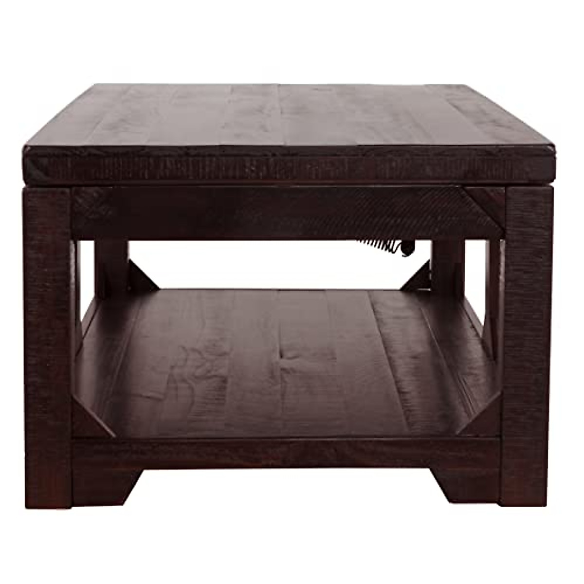 Signature Design by Ashley Rogness Rustic Rectangular Lift Top Coffee Table, Distressed Dark Brown