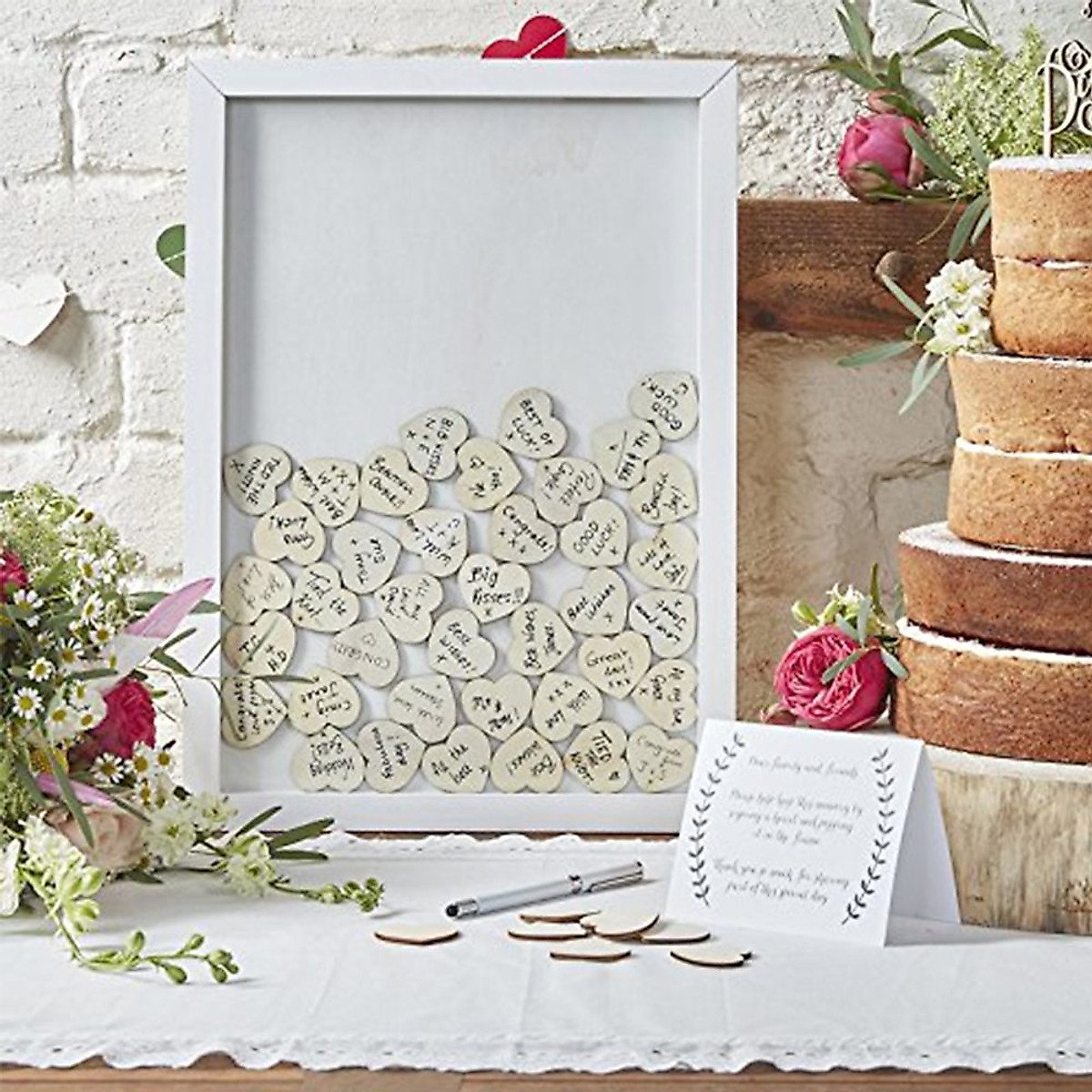 Ginger Ray Drop Top Wooden Frame Alternative Wedding Guest, Pack of 1, Book Boho