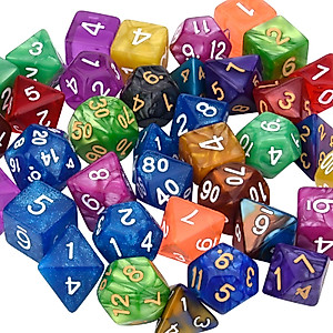 DND Double-Colors Polyhedron Dice Set for Dungeons and Dragons D&D RPG MTG Table Games D4 D6 D8 D10 D% D12 D20 25 Colors Dice with 1 Large Flannel Bag, 25 x 7 (175 Pieces)