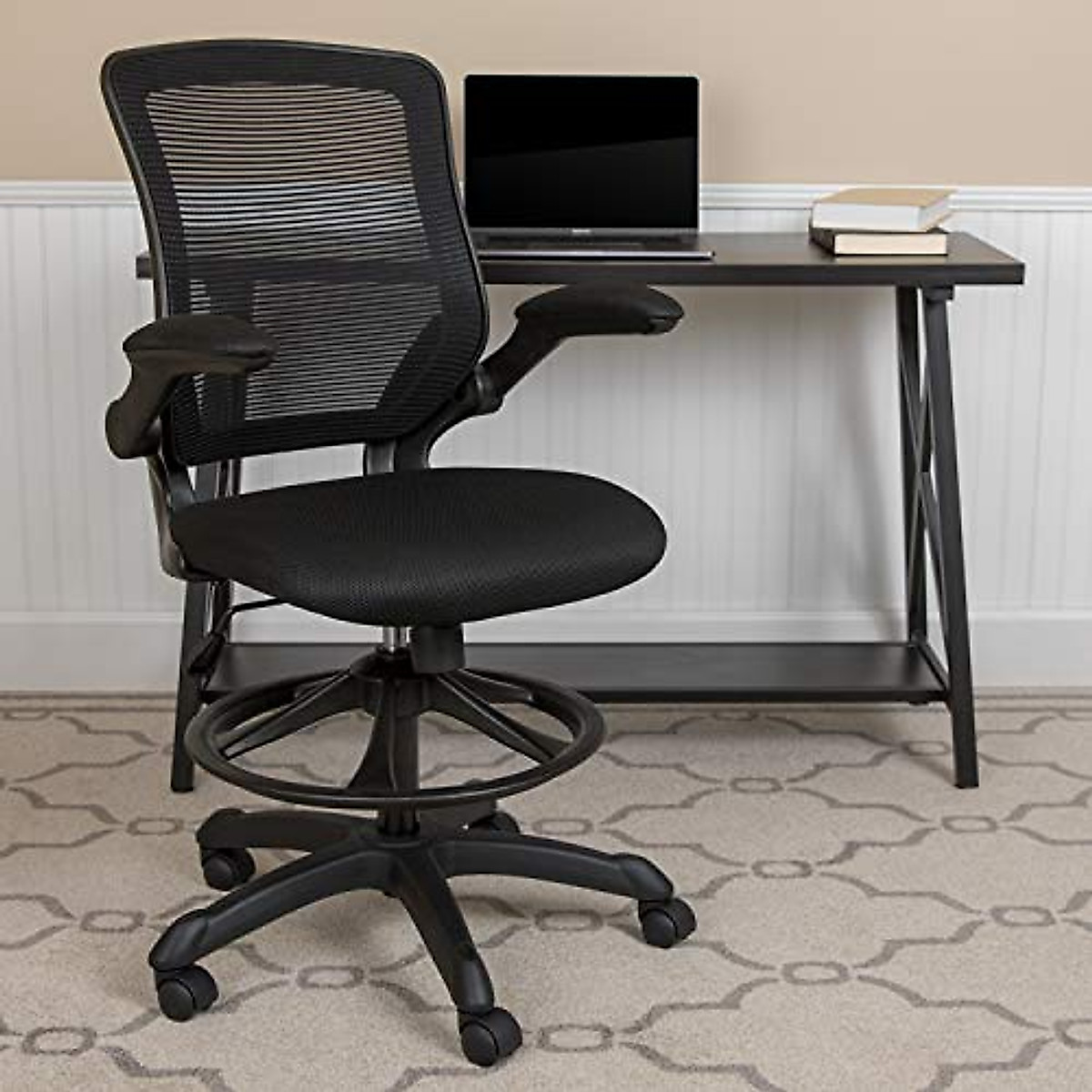 Flash Furniture Office Seating, 27"W x 27"D x 42" - 49.5"H, Black