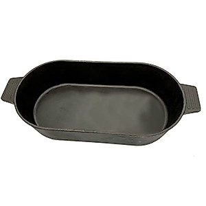 Bayou Classic 7477 6-qt Cast Iron Oval Fryer w/ Griddle Lid Perfect For Large Batch Frying Cooking Whole Chickens Pot Roasts & Reverse Griddle Lid Perfect For Large Batch Breakfast Burgers