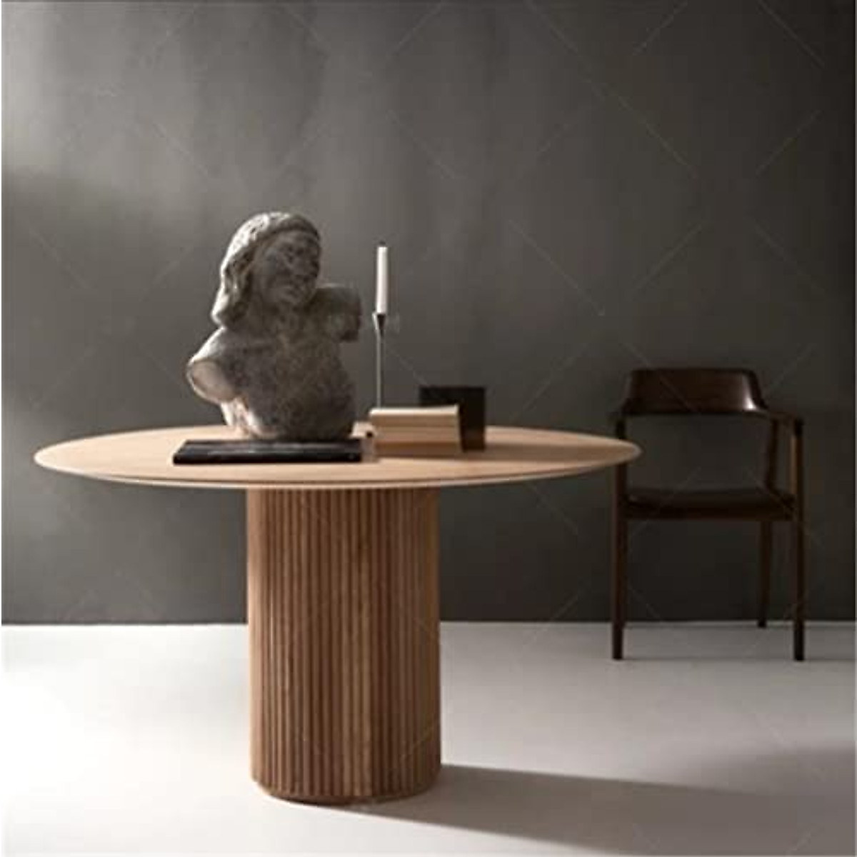 NIUYAO Round Solid Wood Dining Table Natural, 39.5" W Circular Tabletop for Dining Room Kitchen Leisure Coffee Table