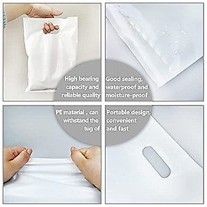 UiiWout 54PCS White Plastic Merchandise Bag with Die Cut Handle Birthday Party Favor Gifts Trade Show Shopping Candy Bag