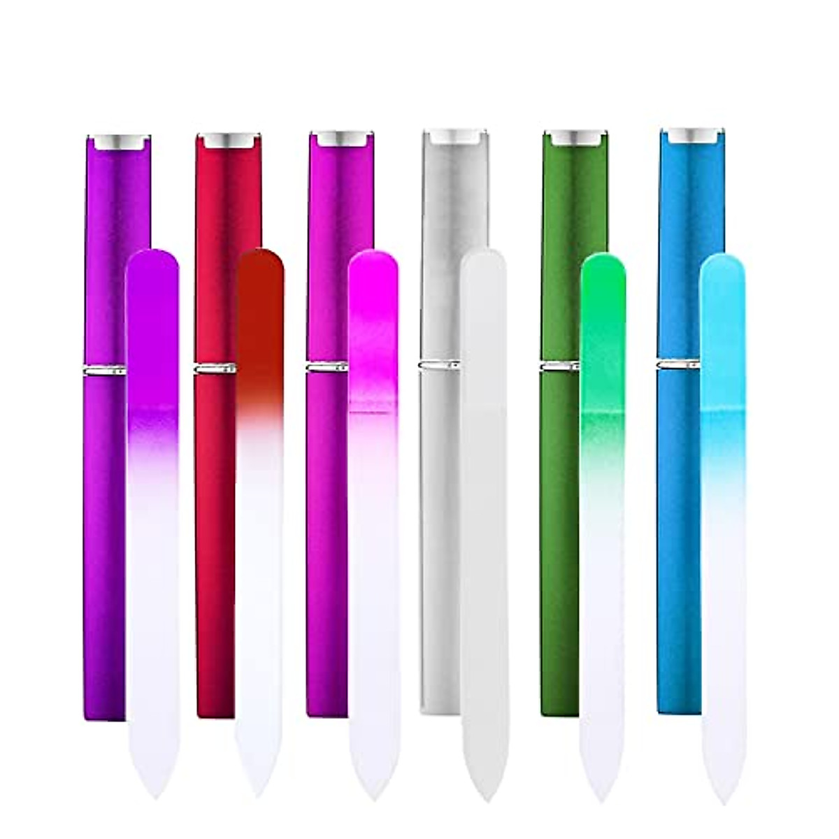 6 Pack Glass Nail File With Case, Crystal Fingernail Files Set, Double Sided Finger Nail Files, Professional Manicure Nail Care, Christmas Thanksgiving Stocking Stuffers Gifts for Women