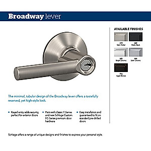 SCHLAGE F51A BRW 622 COL Broadway Lever with Collins Trim Keyed Entry Lock, Matte Black