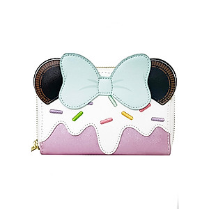 Loungefly X LASR Exclusive Disney Frosted Minnie Ice Cream Zip Wallet - Fashion Cosplay Disneybound Cute Wallets