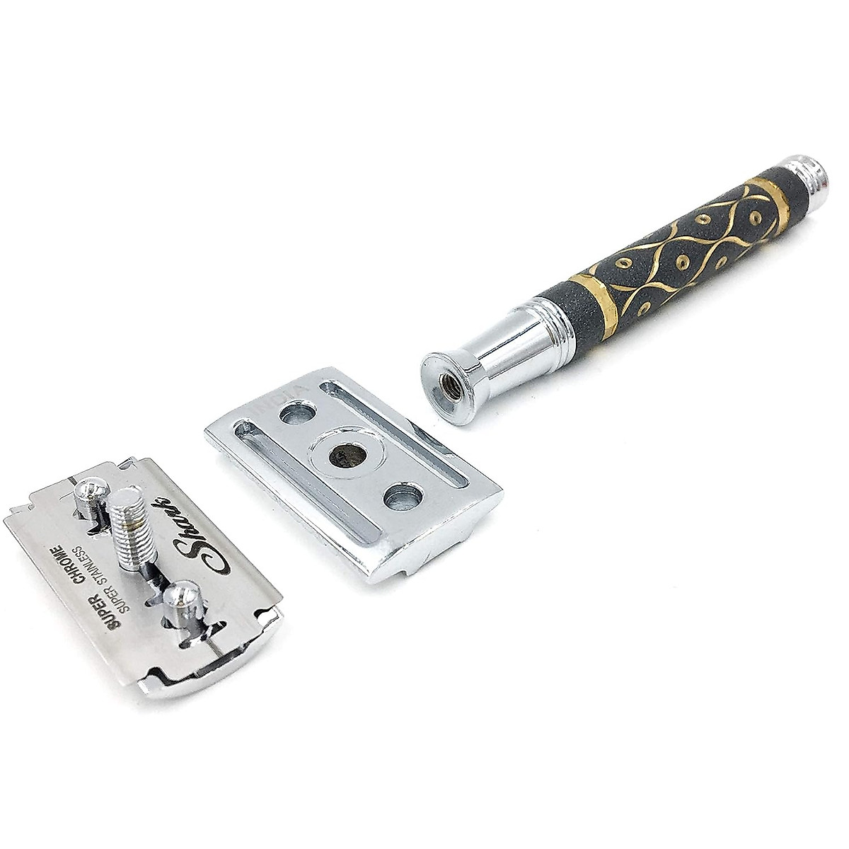 Parker, 65R Super Heavyweight Gray and Gold Double Edge Safety Razor & 5 Parker Blade Refills