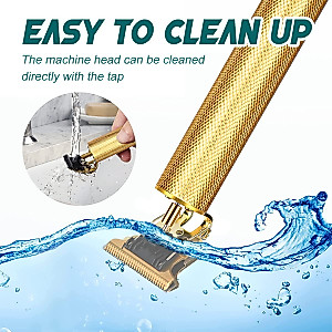 Professional Hair Trimmer for Men Zero Gapped Cordless Hair Clipper Professional Haircut & Grooming Kit for Men USB Rechargeable Tribal Hair Trimmer (Gold)