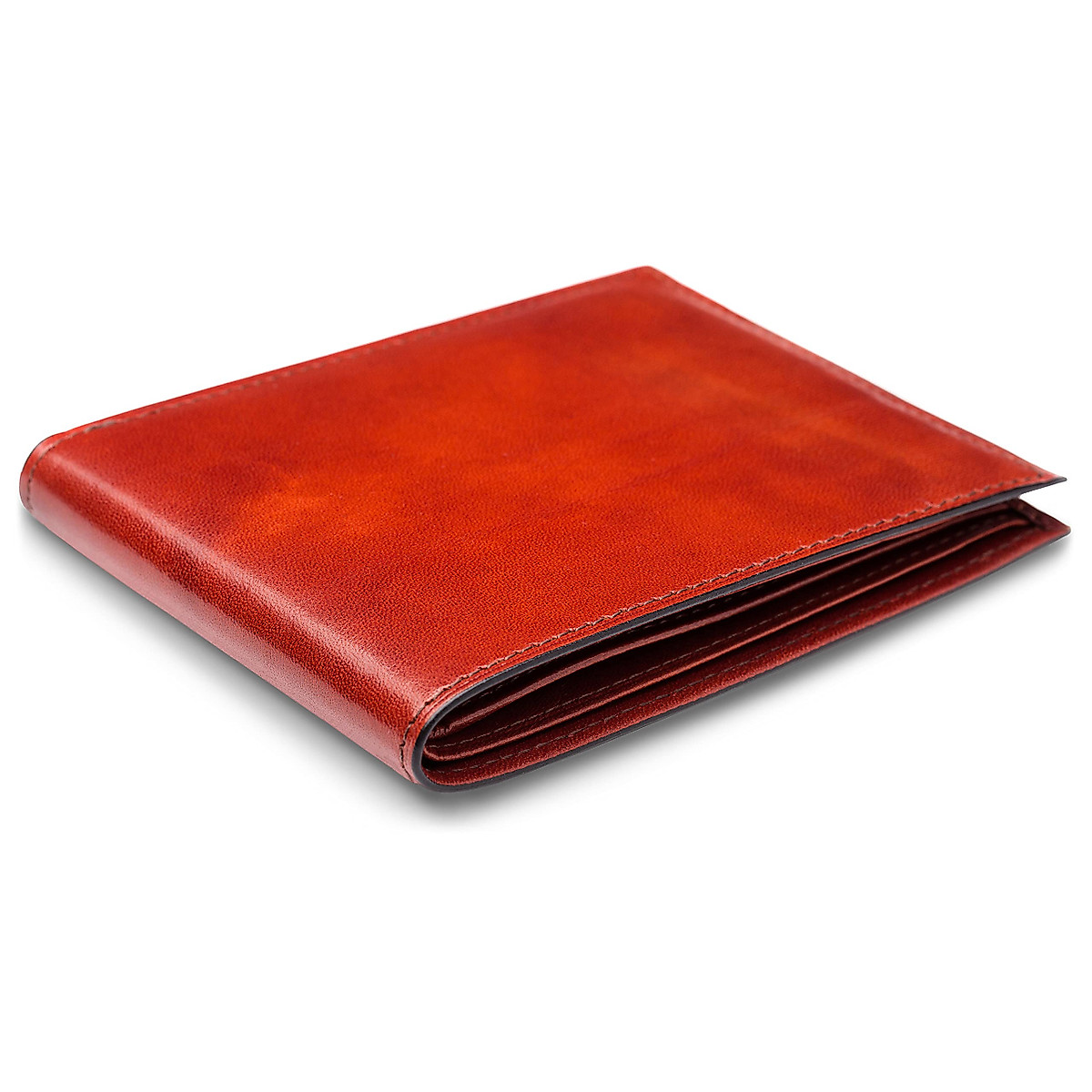 Bosca Men's Leather Wallet RFID Blocking - Bifold Executive Men's Wallet with 5 Card Slots, ID Window & Divided Currency Well - Genuine Old Leather, Ideal Gift Wallet for Men, Cognac Brown