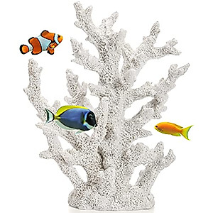 TOPZEA Artificial Coral Ornament, Resin Faux White Coral Reef Aquarium Decor Decorative Sea Stony Coral Realistic Underwater Sea Plant for Fish Tank Decoration, Bathroom, Living Room