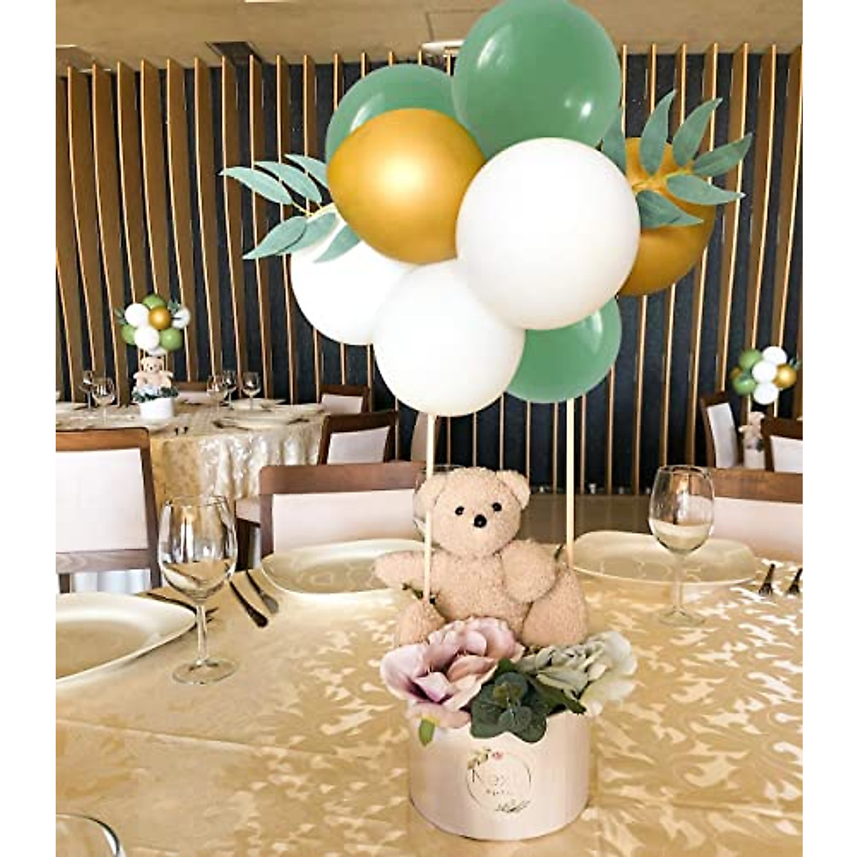 Olive Green Gold White Latex Balloons,52 Pcs Green and Gold Confetti Party Balloons For Birthday Baby Shower Engagement Wedding Anniversary Party Decorations.