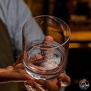 Personalized Whiskey, Bourbon Glass Gifts - Custom Engraved Handwritten Message Gift for Him - Personalized Bourbon Glass - 11 oz Engraved Handwritten Message Scotch Glass - Birthday, Anniversary