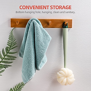 Yiesoum Body Shower Brush with Bristles and Loofah,Back Scrubber Bath Mesh Sponge with Long Handle for Skin Exfoliating Bath, Massage Bristles Suitable for Wet or Dry, Men and Women (Pink & Green)