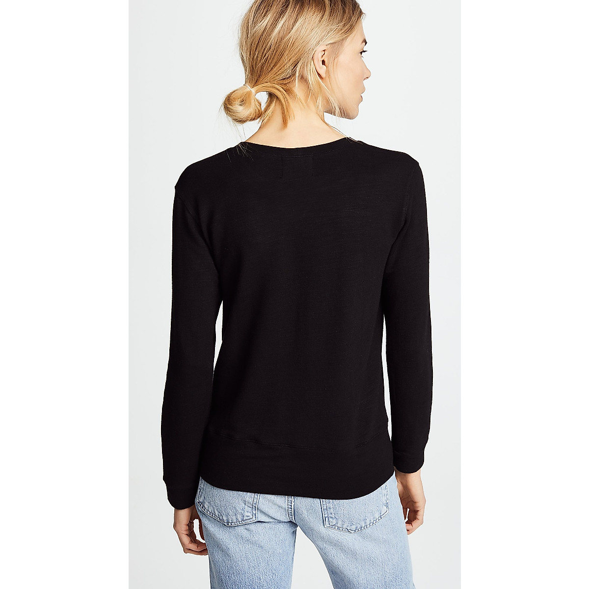 Monrow Women's Supersoft Crew Neck Sweatshirt, Black, Extra Small