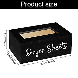 Blulu Dryer Sheet Holder for Laundry Room Wooden Dryer Sheet Container Dryer Sheets Dispenser Box Wooden Container Modern for Organizing Fabric Laundry Pods, 7.87 x 4.72 x 2.75 Inches