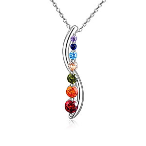 MISTBEE 925 Sterling Silver Chakra Necklace Yoga Pendant Chakra Necklaces Healing Crystals Pendant Jewelry Gifts for Women