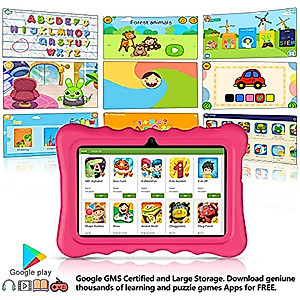 2023 Kids Tablet 7 inch Display Tablet for Toddlers, 32GB ROM, 2GB RAM Android 11.0 Tablet with Parental Control, Educational Games, WiFi, Bluetooth, Dual Camera, Kids Learning TV, Included Case