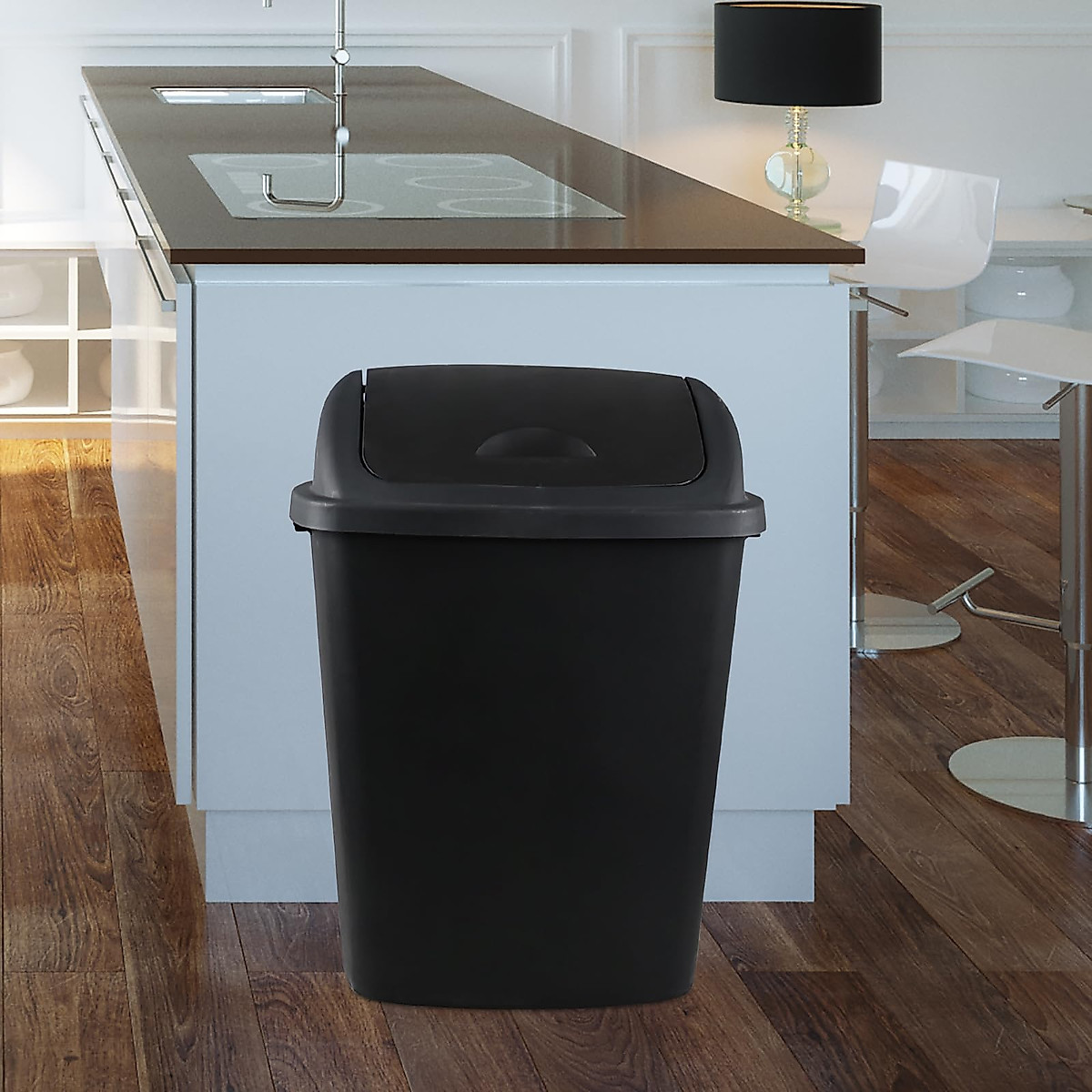 Uumitty Kitchen Trash Can 18.5 Gallon with Swing Lid, 70L Plastic Tall Garbage Can Outdoor and Indoor, Perfect for Commercial Offices, Home Office, 4 Pack