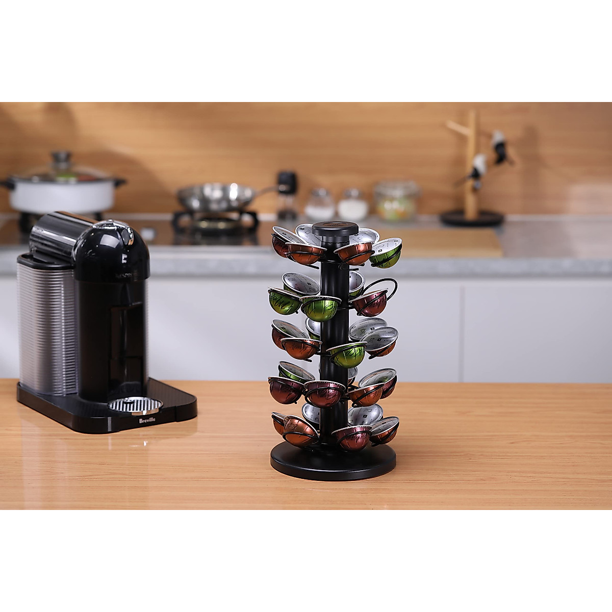 EVERIE Coffee Pod Holder Carousel Compatible with Nespresso Vertuoline Capsules, Holds 30 Pods, NRT03S