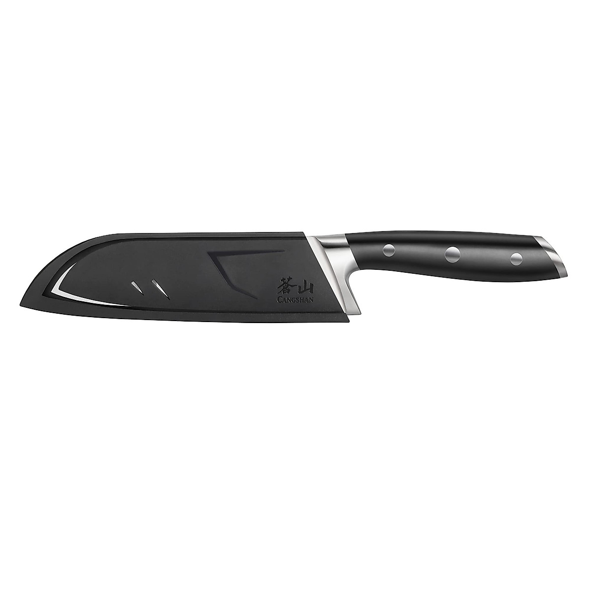 Cangshan ALPS Series 502742 German Steel Forged 7-inch Santoku Knife with Sheath, Black