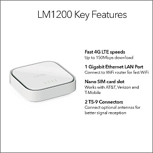 NETGEAR 4G LTE Broadband Modem (LM1200) – Use LTE as a Primary Internet Connection (Renewed)