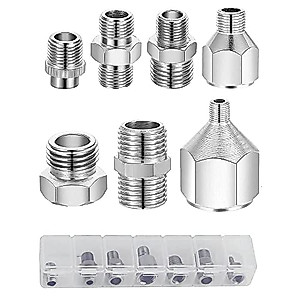 HUBEST 7 pcs of airbrush adaptor set airbrush fitting airbrush connector kit Airbrush Threaded Plug for Connecting Airbrush and air Compressor with Transparent plaxtic Box