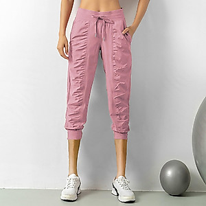 JIMENEZ Capri Pants for Women 2023 Capri Leggings Lightweight Sports High Wasit Stretch Pants with Pockets Cropped Trousers