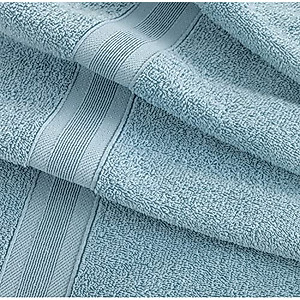 Blue Bath Towels 27" x 54" Quick-Dry High Absorbent 100% Turkish Cotton Towel for Bathroom, Guests, Pool, Gym, Camp, Travel, College Dorm, Shower (Blue, 4 Pack Bath Towel)