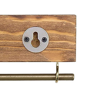 MyGift 6-Piece Burnt Wood Hanging Jewelry Organizer - Wall Mounted Bracelet and Necklace Holder Rack Set with Hooks and Hanger Bar