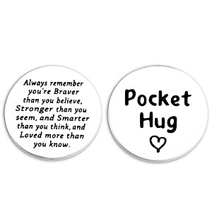Ahaeth Pocket Hug Token Gifts for Women Men Teenagers Girls You are Stronger Than You Think Inspirational Jewelry Pocket Hug Encouragement Coin