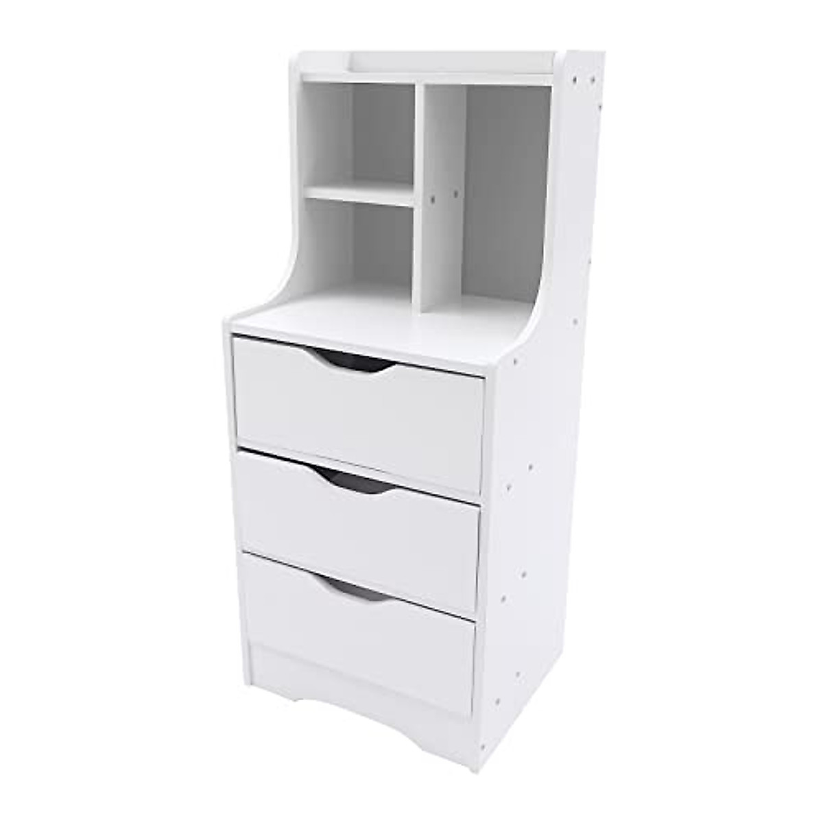 Modern Nightstand High Bedside Table, Multifunctional Bedside Cabinet White Bedroom Storage Side Table with Open Shelf for Indoor Room Storage (3 Drawers) (3 Drawers)