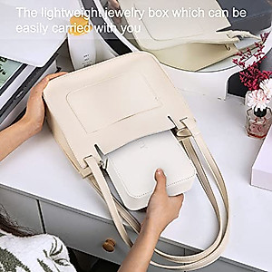 KCY Jewelry Box for Women Girls,Small Travel Jewelry Organizer Case,PU Leather Portable Jewellery Storage Boxes Display Holder for Ring Earrings Necklace Bracelet Bangle, Men Teen Kids Gift, Pink