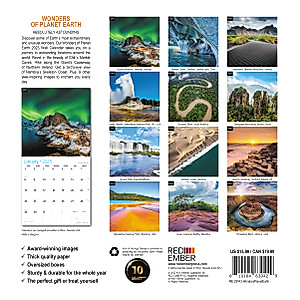 RED EMBER Wonders of Planet Earth 2023 Hangable Monthly Wall Calendar | 12" x 24" Open | Thick & Sturdy Paper | Giftable | Absolutely Astounding