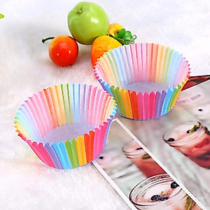 Cupcake Wrappers,100Pcs Rainbow Bright Standard Baking Cups Cupcake Liner Cupcake Paper Baking Cup Muffin Cases Cake