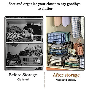 Lyuwanxian 3-Tier Stackable Closet Organizers and Drawer Storage Shelves, Removable 3 Dividers, Stackable & Foldable Design with Nameplate for Closet, Wardrobe, Laundry Room and Shelves