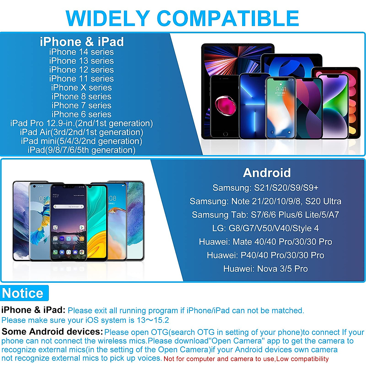 CZhiyang 2 Wireless Lavalier Microphone for Android iPhone iPad, 2.4G Wireless Microphone for Android with 30Hours Charging Case for TikTok YouTube Interview Vlog, Plug-Play,Noise Reduction