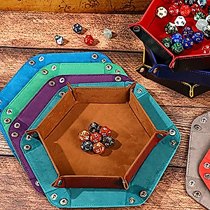 12 Pcs Dice Tray for Rolling Portable Folding Dice Holder Tray Strong Box Portable PU Leather Velvet for Dice Games Like RPG, and Other Table