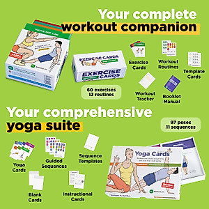 WorkoutLabs Exercise & Yoga Cards I & II Set Total Fitness Bundle for Home No-Equipment Workouts and Yoga · Premium Plastic Flashcard Decks