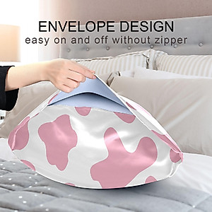 Joisal Pink Cow Print Camo Pillow Cases Silk Pillow Covers King Satin Pillows Case, with Envelope Closure, 40x20 Inches