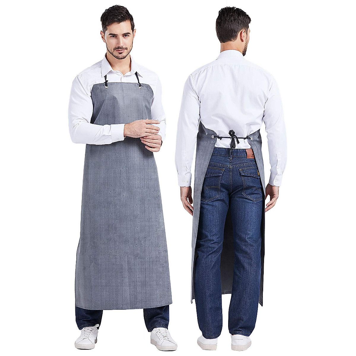 Nanxson Men’s Apron Thick Rubber Waterproof Apron Factory Butcher Adjustable Working Apron CF3024 (white)